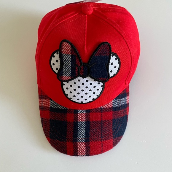 Disney | Accessories | Disney Minnie Mouse Hat Red Plaid On Cap ...